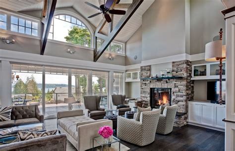 Sherwin Williams Amazing Gray For A Transitional Living Room With A