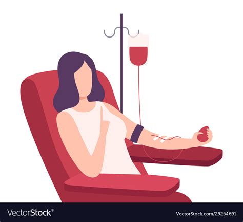 Female Donor Giving Blood In Medical Hospital Vector Image