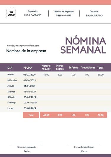 Modelos de nóminas para rellenar gratis