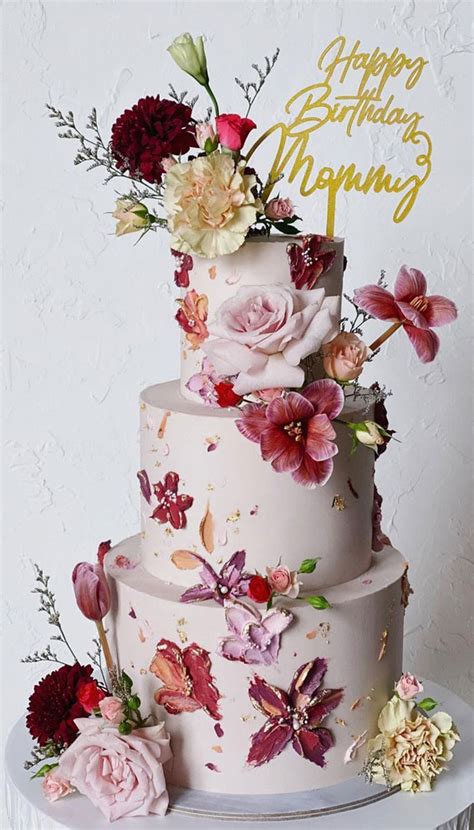 55 Cute Cake Ideas For Your Next Party Floral Theme 3 Tier Birthday Cake
