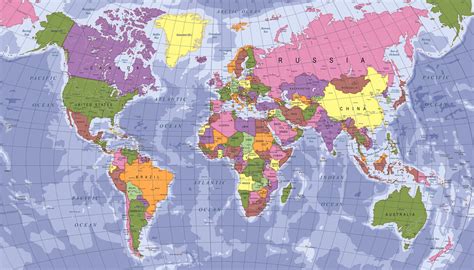 Cartina di Political colorful world map ǀ Cartine di città e mappe del