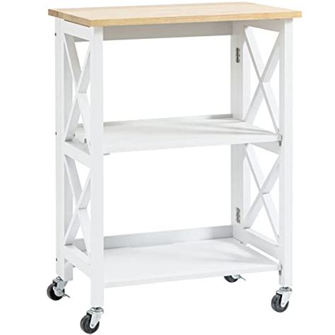 Homcom Chariot De Service Desserte De Cuisine Roulettes Pliante Avec