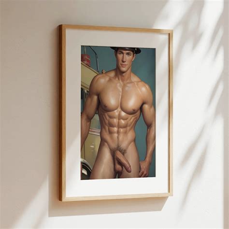 Handsome Naked Firefighter Pinup Nude Fireman Poses In Full Frontal