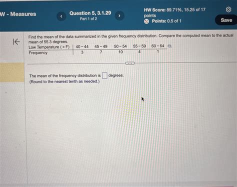 Solved Find The Mean Of The Data Summarized In The Given Chegg