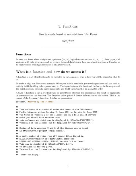 3 Functions In R Pdf 3 Functions Sine Zambach Based On Material From Irfan Kanat 158