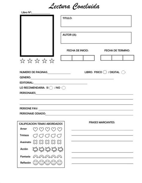 Plantilla Lectura Cuaderno De Lectura Registros De Lectura Rese As