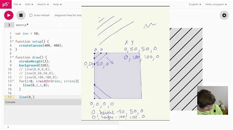 p5js drawing diagonal lines youtube