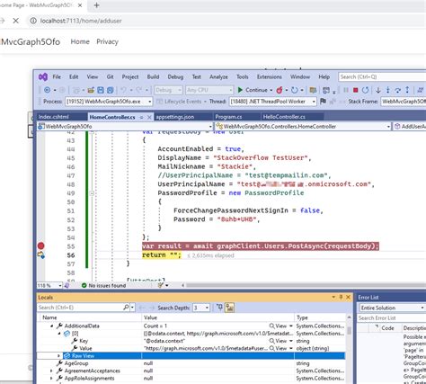 Asp Net Core Unable To Add User To AD Via C Graph API Why Is This