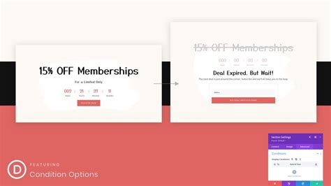 how to display time conditional content when a countdown timer expires in divi elegant themes