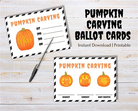 Pumpkin Carving Ballots Pumpkin Carving Voting Cards Pumpkin Carving