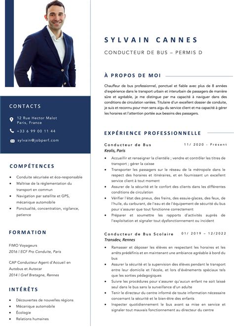 Exemple De Cv Conducteur De Bus Gratuit Jobperf