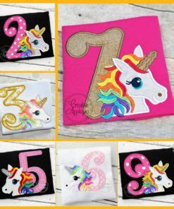 Rainbow Unicorn Number Set Applique Creative Appliques