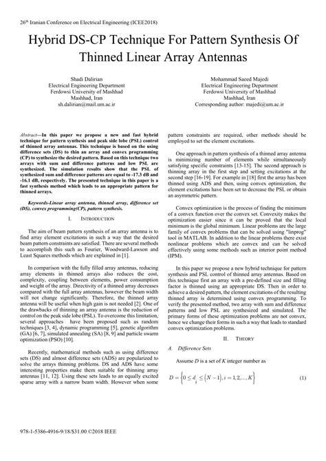 pdf hybrid ds cp technique for pattern synthesis of thinned linear array antennas