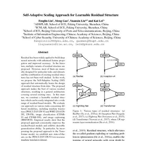 self adaptive scaling for learnable residual structure acl anthology