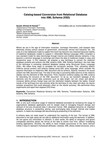 catalog based conversion from relational database into xml schema xsd pdf