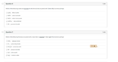 Solved Which Of The Following Names Are Incorrect For The Chegg