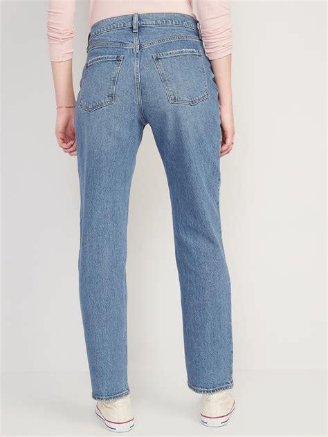 High Waisted Button Fly Slouchy Straight Jeans Old Navy