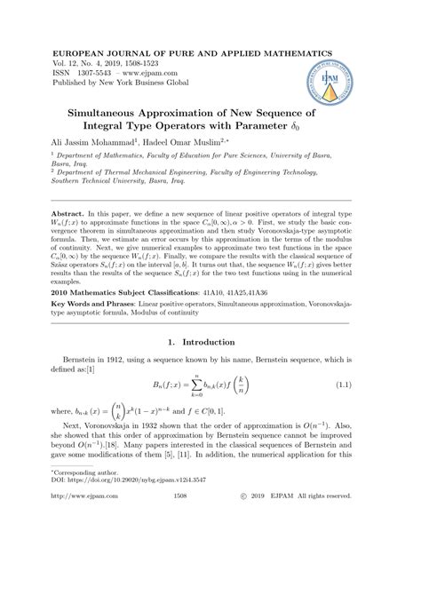 pdf simultaneous approximation of new sequence of integral type operators with parameter Î´ 0
