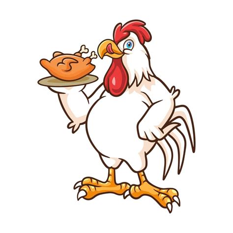 Pollo De Dibujos Animados Con Pollo A La Parrilla 11886550 Vector En