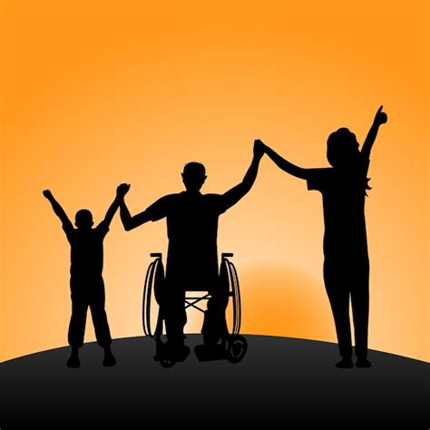 Silhouette D un Homme Handicapé Dans Un Fauteuil Roulant Avec Ses Bras