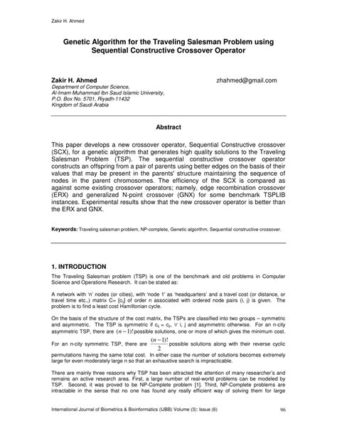 pdf genetic algorithm for the traveling salesman problem using sequential constructive