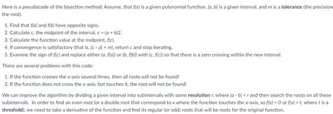 solved polynomial real roots bisection method driver code