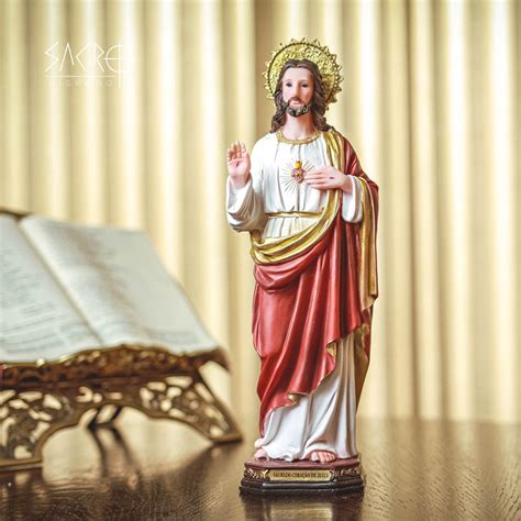Imagem Sagrado Coração De Jesus Resina 30cm Importada Livraria Nossa