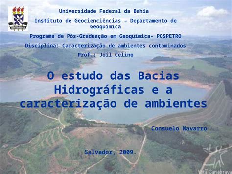 PPT O estudo das Bacias Hidrográficas e a caracterização de ambientes