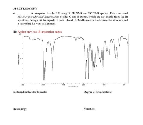 Solved SPECTROSCOPY 6 A Compound Has The Following IR 1H Chegg