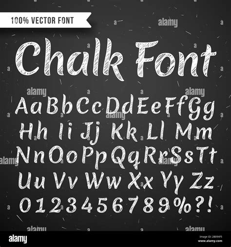 Lettres calligraphiques de craie blanche alphabet vectoriel isolé sur