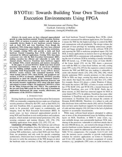 pdf byotee towards building your own trusted execution environments using fpga