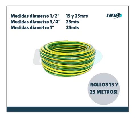 Manguera Riego Jardin Reforzada Pulgada X Metros Rollo En