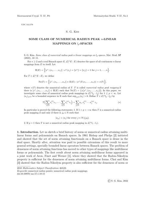 pdf some class of numerical radius peak n linear mappings on l p spaces