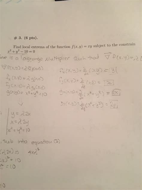 solved find local extrema of the function f x y xy