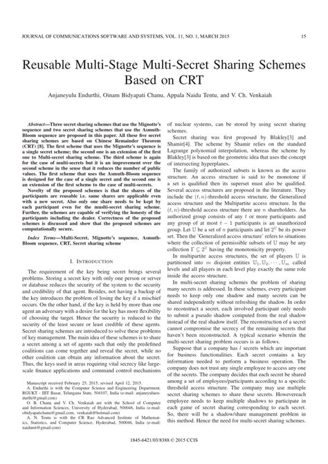 pdf reusable multi stage multi secret sharing schemes based on crt