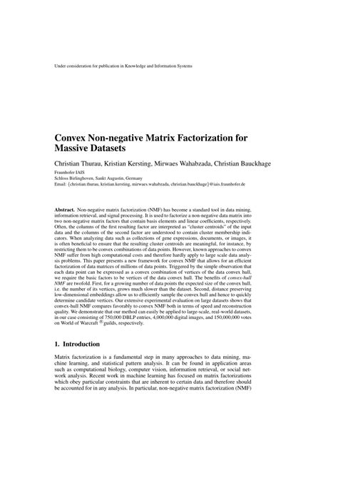 pdf convex non negative matrix factorization for massive datasets