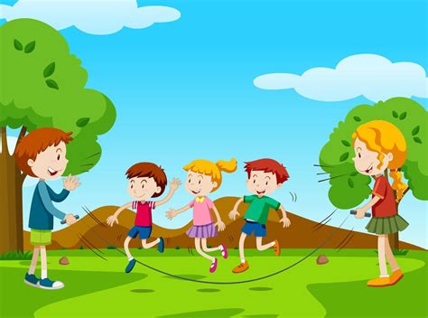 Crianças pular corda parque 455553 Download Vetores Gratis