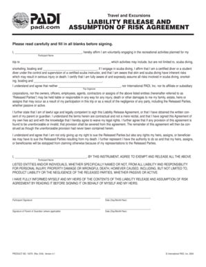 Fillable Online Liability Release And Assumption Of Risk Agreement St