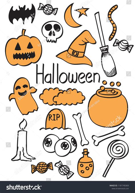 Hand Drawn Halloween Doodle Set Ideas Stock Vector Royalty Free