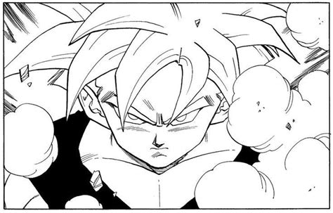 A Black And White Drawing Of Gohan From Dragon Ball