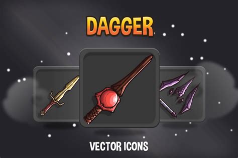 48 Dagger Icons By Free Game Assets GUI Sprite Tilesets