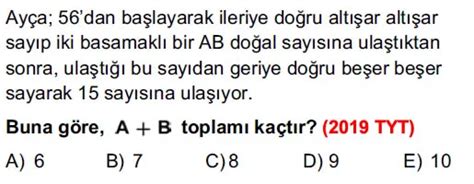TYT Sayılar ve Temel Kavramlar Çıkmış Sorular 1 Sayfa 6 Eğitim