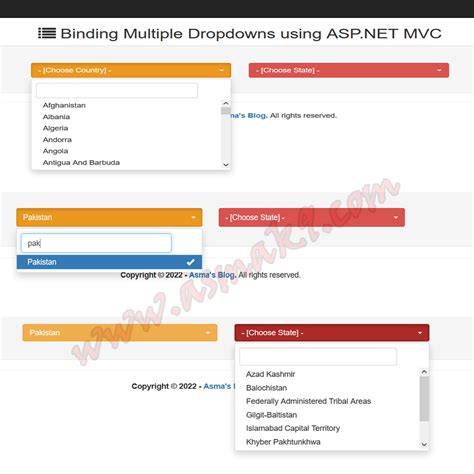 asp mvc bootstrap bind multiple dropdowns