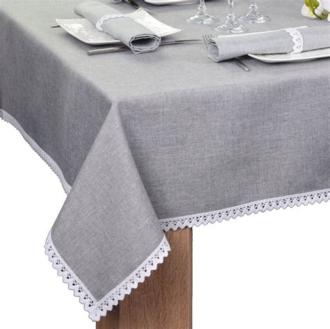plamoodporny obrus z koronką MALAGA 240x140 szary obrus MALAGA 240x140