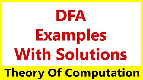 toc 03 deterministic finite automata dfa examples with solution youtube