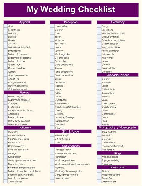Wedding Planning Checklist Printable Free Free Printable Wedding