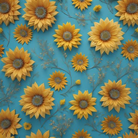 Un Fondo Azul Con Flores Amarillas Que Dicen Girasoles Foto Premium