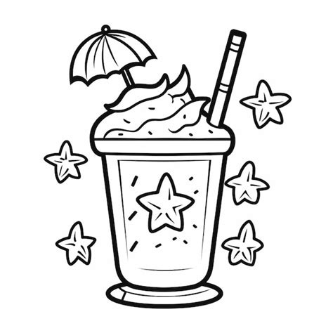 Dibujos Para Colorear Para Ni Os De Una Bebida Con Pajita Y Paraguas