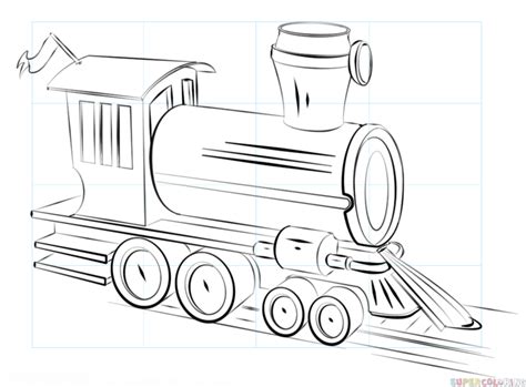 Cómo dibujar un tren a vapor Tutorial de dibujo paso a paso
