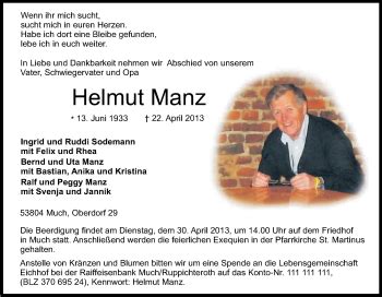Traueranzeigen Von Helmut Manz Wirtrauern
